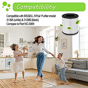 3139A Filter Replacement Compatible with BISSELL MYair Pro 3139A, Part Number 3069 (3-in-1 Replacement Filters), NOT for 2780A 2780 27809 2905A & 3179A, 2 Pack