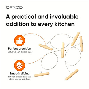 OFXDD Cheese Cutter with Wire - Cheese Slicer Wire 17.7 Inch - Slicers/Strings for Block Cheese with Handles, Stainless Steel