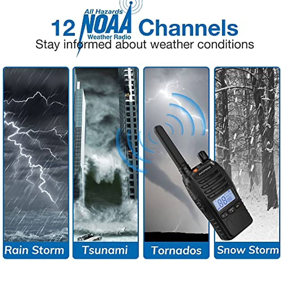 BAOFENG Walkie Talkies for Adults, Long Range Rechargeable Walky Talky BF-88ST Pro NOAA VOX Dual Watch, with Desktop Charger and Earpieces (3 Pack)