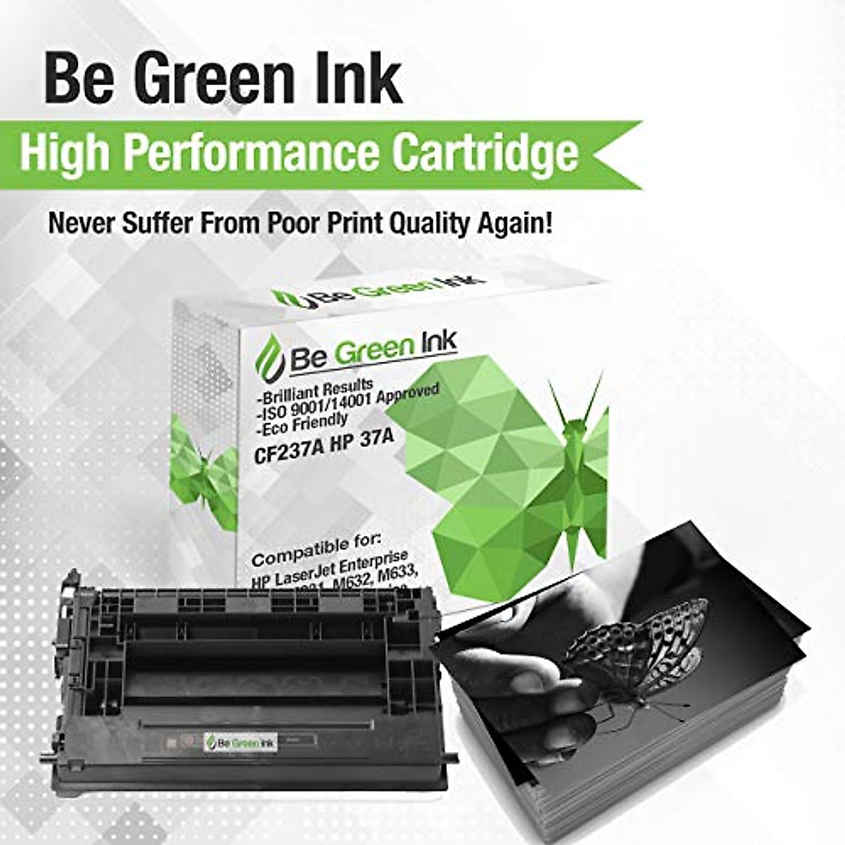 Be Green Ink 37A CF237A Compatible Toner Cartridge for HP Laserjet Enterprise M607 M607n M607dn M608 M608n M608dn M608x M609 M609dn, HP Laserjet Enterprise MFP M631 M632 M633 (1 Black – 11,000 Yield)