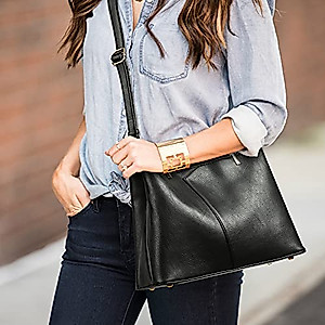 KouLi Buir Hobo Bags for Women Large PU Leather Purses and Handbags Shoulder Bags Ladies Crossbody Bags Top Handle Tote Bag (Black)