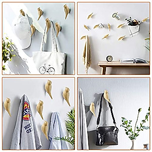 2PCS Bird Wall Hooks Coat Hooks Wooden Coat Hanger Wall Mounted Art Decor for Hanging Towels Hat Rack in Entryway Bathroom Kitchen (2PSCWOOD)