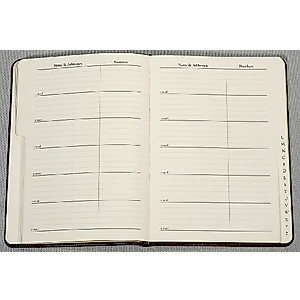 Graphic Image 7 Inch Leather Bound Desk Address Book, Genuine Calfskin Leather, 1,400 Entries, British Tan