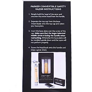 Parker THE CONVERTIBLE 69CR Duel Head Double Edge Safety Razor with Both Open and Closed Comb Heads Included to Customize your Shave, Includes 5 Parker Blades too
