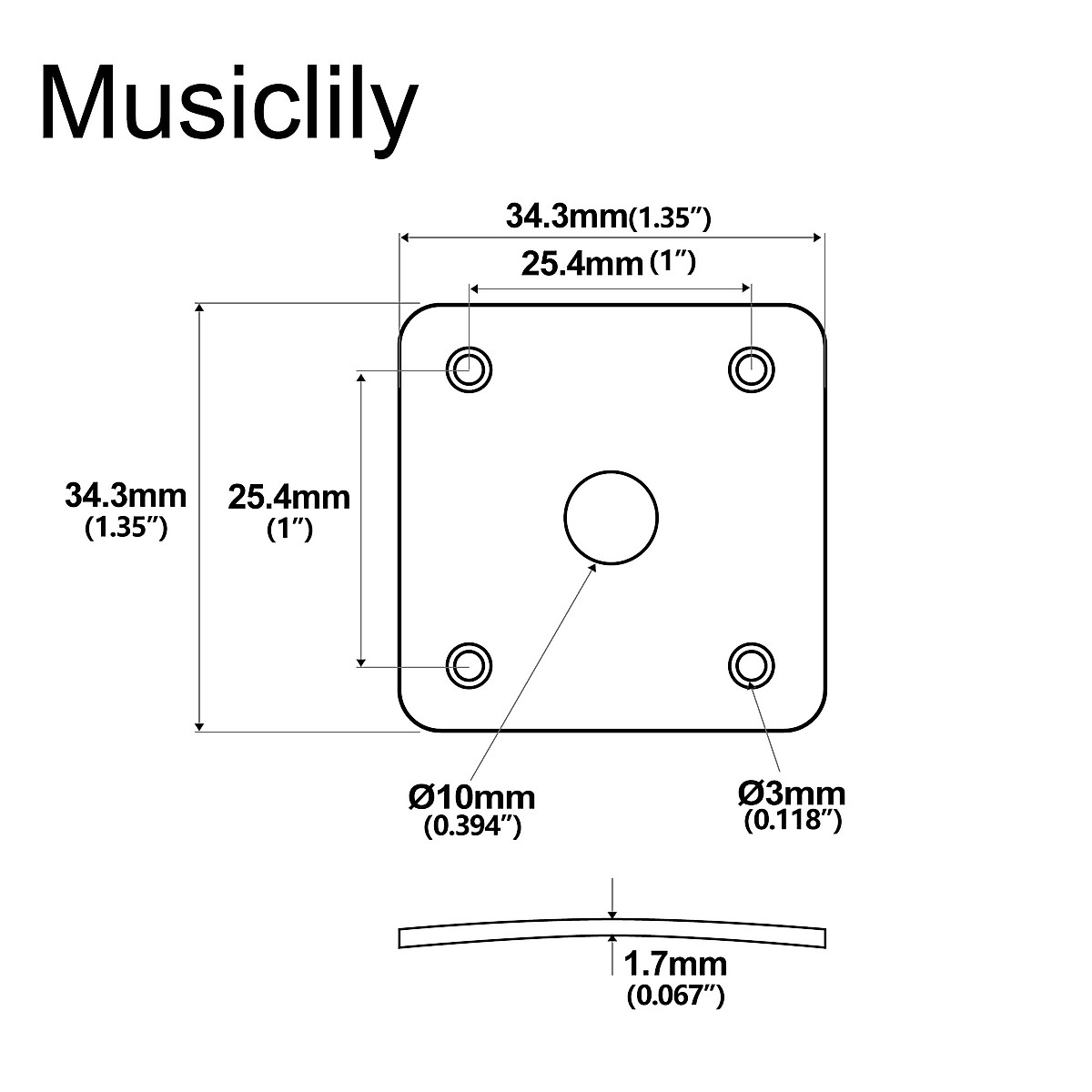 Musiclily Pro Plastic Curved Jack Plate Square Jackplates Compatible with USA Les Paul Epiphone Les Paul Guitar, Cream(Set of 2)