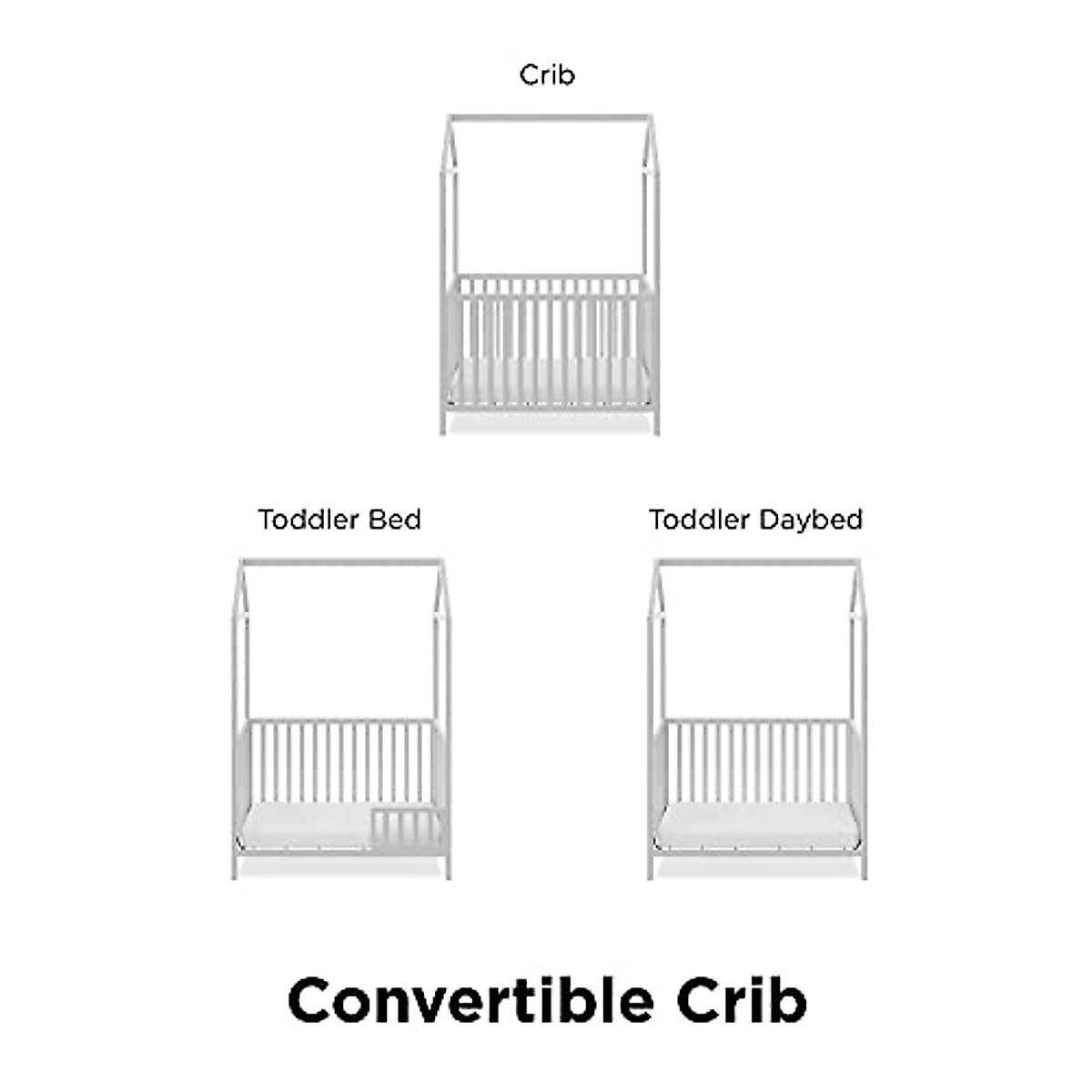 Little Seeds Rowan Valley Skyler 3-in-1 Convertible Crib with Canopy, Dove Gray