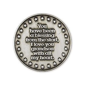 Grandson Love Expression Coin, Pocket Keepsake Gifts of Appreciation for Boys from Grandparents, Birthday & Special Occasion Distance Gifts, Tokens of Appreciation for Family