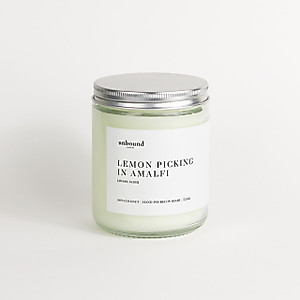 Unbound Candles Lemon Picking in Amalfi Scented Candle | 7.5oz Coconut Soy Candle | Handmade in USA | 50 Hour Burn Time | Italy Candle | Lemon Candle | Travel Based Candle