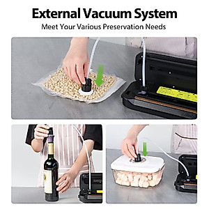 Automatic Food Vacuum Sealer Machine | Aeitto® 80KPa 8-In-1 Food Vacuum Saver with Starter Kits | 15 Bags, Pulse Function, Moist&Dry Mode and External VAC for Jars and Containers | Build-in Cutter | LED Indicator | Easy to Clean | Sous Vide