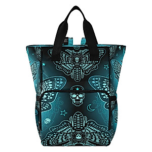 MNSRUU Diaper Bag Butterfly Skull Boho Diaper Bag Backpack Multifunction Travel Diaper Bag Tote Large Capacity Diaper Changing Backpacks for Moms Dads