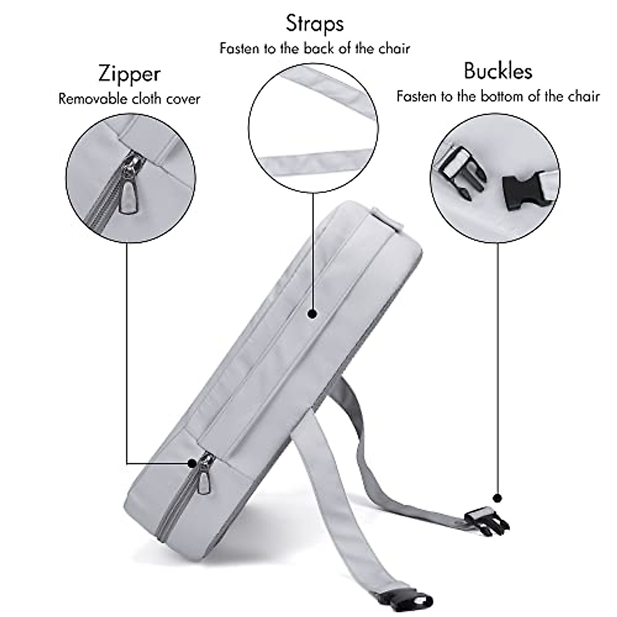 E1F1NN DOT Toddler Booster Seat for Dining Table, Portable Kids Booster Seat with Safety Buckles, High Cushion for Travel with Non-Slip Bottom (Gray)