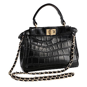 kilofly 2pc Gold Plated Faux Leather Removable Clutch Chain Shoulder Straps Set