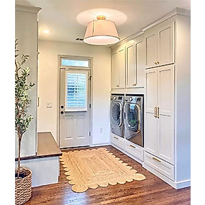 Generic Handwoven Scalloped Jute Area Rug 2x3/3x5/4x6-Braided Jute Runner Rug 2.5x6 ft for Kitchen/Hallway-Natural Farmhouse Scallop Jute Rug 5x7-Reversible Jute Rug 8x10 (Beige, 4' x 6' Feet)