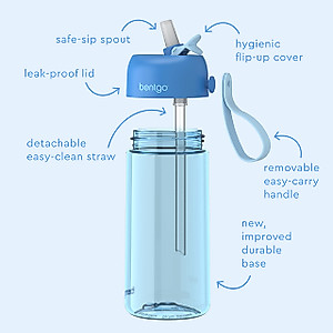 Bentgo® Kids Lunch Box Kids Water Bottle - New & Improved 2023 (Blue)