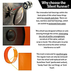 Exotic Nutrition Silent Runner 12" Regular Wheel + Autoclean Track + Sandy Track + Cage Attachment - Pet Exercise Wheel Package Set - for Sugar Gliders, Female Rats, Hamsters, Mice, Small Pets