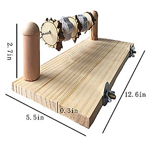 kathson Pet Wood ledges Platform, Wooden Chinchilla Ledges Platform with Lava Ledge Blocks Chew Toys Pet Cage Resting Wooden Shelf Chinchilla Cage Accessories for Hamster Guinea-Pigs Mouse