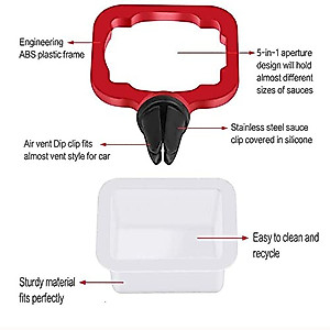 Lufapeach 4 PCS Car Sauce Holder Vent Dip Clip for Sauce Mini Sauce Holder Removable Dipping Sauces Holder Dipping Dish Container for Car Vent red white