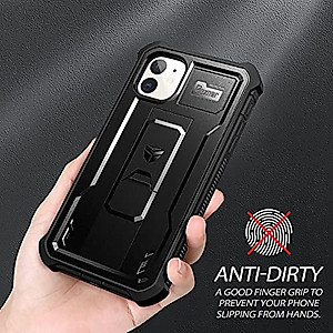 Dexnor for iPhone 11 Case, [Built in Screen Protector and Kickstand] Heavy Duty Military Grade Protection Shockproof Protective Cover for iPhone 11, 6.1 inch Dark Black