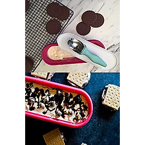 Tovolo Glide-A-Scoop Ice Cream Tub Reusable Container with Non-Slip Base, Stackable on Freezer Shelves, BPA-Free, 1.5 Quart, Strawberry Sorbet
