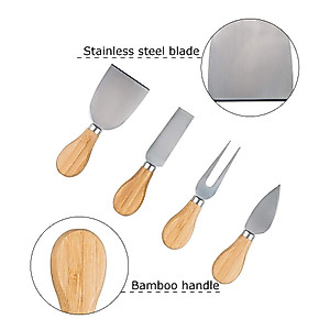 findTop Set of 12, Wood Handle Cheese Knives with Cheese Markers and Soapstone Chalks, 4 Pieces Cheese Slicer Cheese Cutter, 6 Pieces Natural Slate Cheese Labels, 2 Pieces Soapstone Chalks