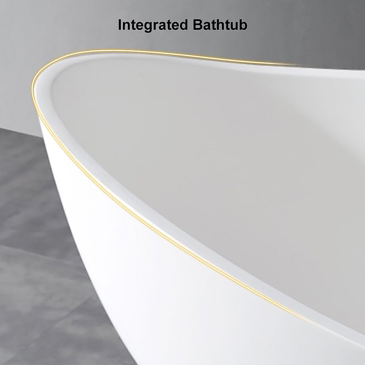 Weibath Freestanding 71 Inch Oval Bathtub Stone Resin Soaking Bathtub with Center Drain (Matte White)