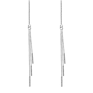 SLUYNZ 925 Sterling Silver Dangle Earrings Tassel for Women Elegant Dangling Earrings Chain Threader Earrings (T/Silver)