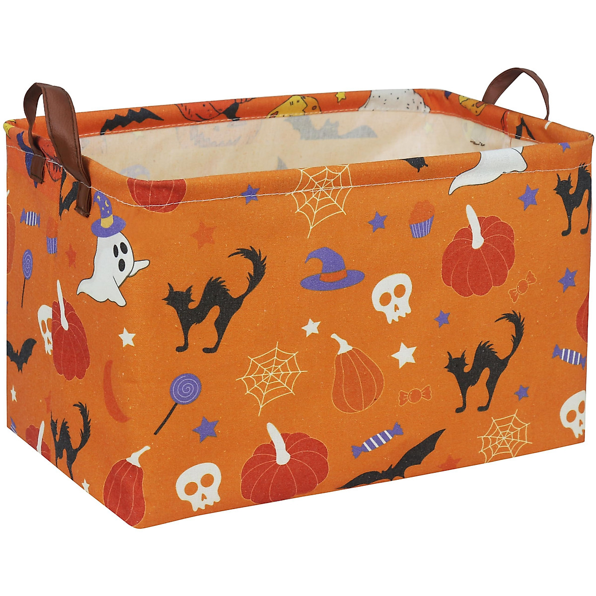 DDBASKET Halloween Basket Pumpkin Halloween Baskets for Kids Trick or Treat Basket Rectangular Toy Storage Bin Organizer Box Room Decor for Halloween Parties(Candy Pumpkin)