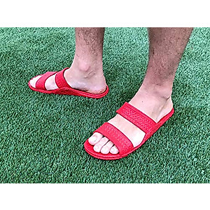 J-Slips Mens Hawaiian Jesus Sandals in 6 Cool Colors - Big Men Sizes (Red M9.5)