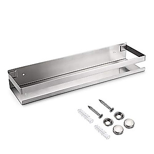 OwnMy Bathroom Shower Shelf Stainless Steel Bath Kitchen Basket Shower Caddy Rack, Rustproof Metal Bathroom Storage Floating Shelves Wall Mounted Shower Corner Rectangular Shelf - 16 Inch Silver