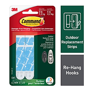 Command Plastic 17615AW-ES-E 051141976914 Outdoor Refill Strips, 4, White