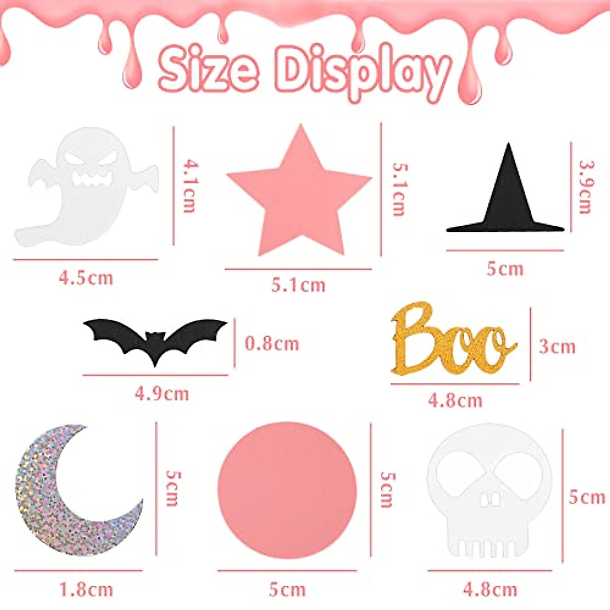 JULBEAR 300Pcs Halloween Confetti Glitter Decorations, Bat Ghost Black Pink Halloween Confetti for Party Table Scatter Decorations, Halloween Table Decor Party Favors