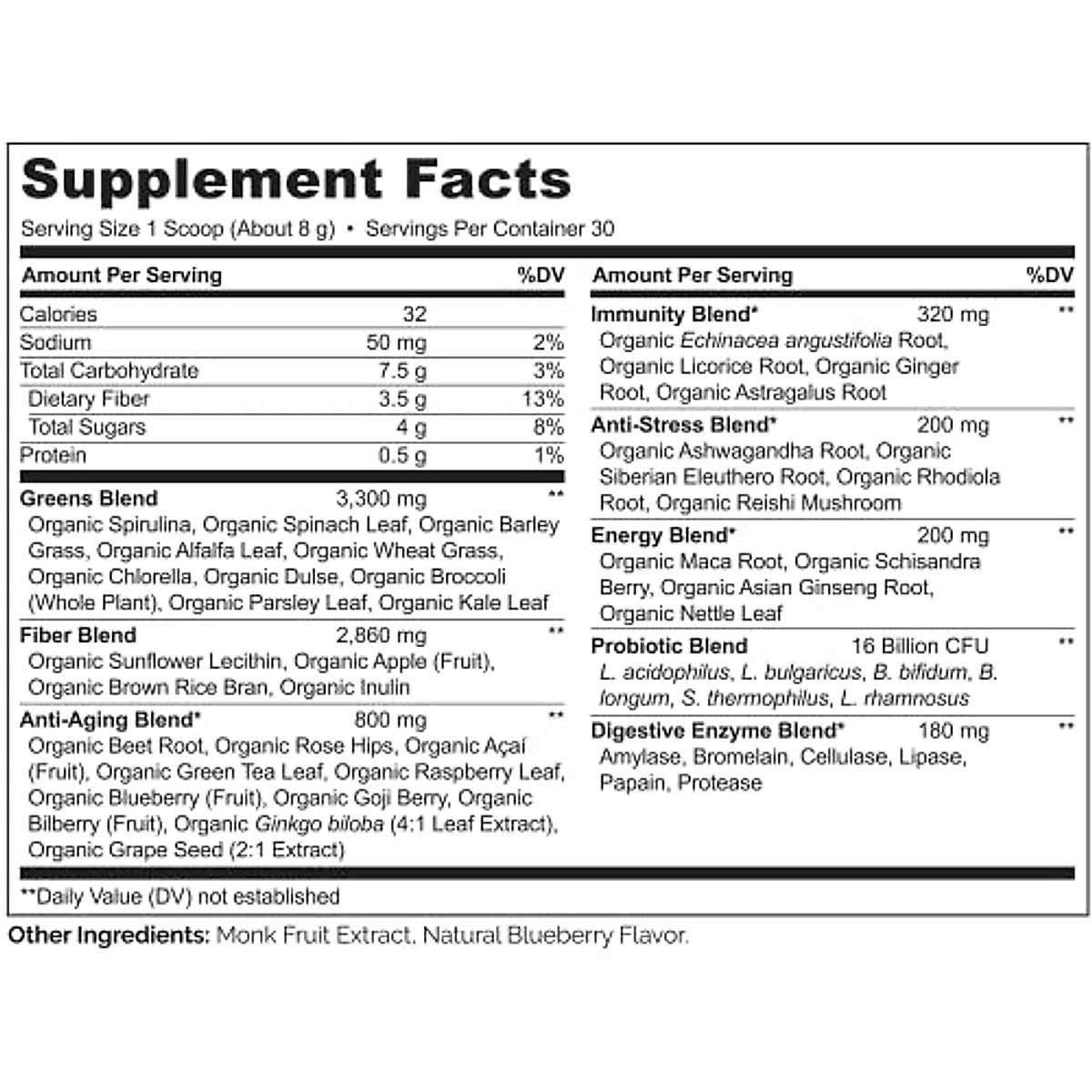 NATURELO Raw Greens Superfood Powder - Wild Berry Flavor - Boost Energy, Detox, Enhance Health - Organic Spirulina - Wheat Grass - Whole Food Nutrition from Fruits & Vegetables - 30 Servings