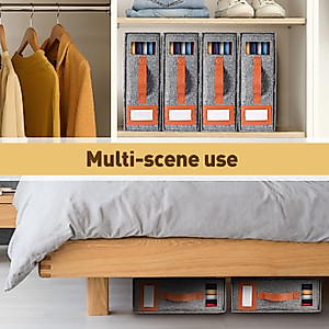 TOPGROT Bed Sheet Organizers and Storage 4 Pack, Foldable Sheets Organizer for Linen Closet with Window and Label, Bedding Storage Box for Blanket, Duvet Cover Set, Queen and King Sheets Set