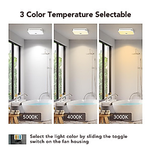 OREiN Bathroom Exhaust Fan with Light, 100 CFM 1.5 Sones, 25W Bathroom Fan with Light for Home, 1000lm LED Light 3000K/4000K/5000K Selectable & Nightlight, FCC/ETL Listed, Bathroom Fan Light Combo