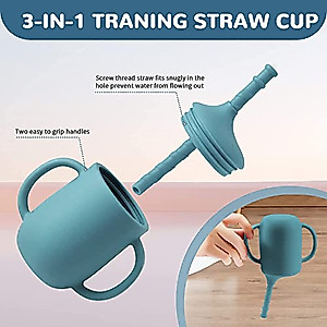 Silicone Baby Feeding Set, 2 adjustable bibs with food collectors, 1 suction cup divider, 1 suction cup, 1 sippy cup,1 stage 1 spoon and 1 fork, Baby Led Weaning Utensils,Toddler Self Feeding Set