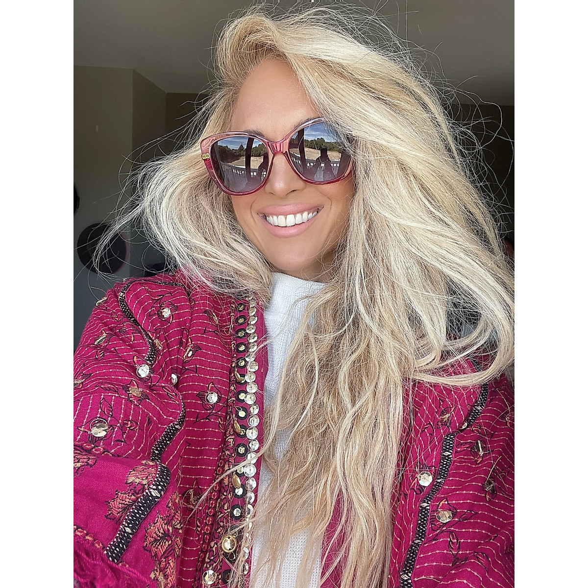 DIFF Harry Potter Hermione Granger 2.0 Square Sunglasses for Women UV400 Protection, Ombre Pink + Blue Bell Gradient