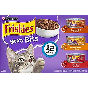 Friskies Wet Cat Food, Meaty Bites, 3-Flavor Variety Pack, 5.5-Ounce Can, Pack Of 12