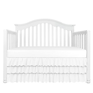 Crib Bed Skirt Dust Ruffle - 3 Tier Split Corners Ruffle Bedskirt - Crib Bedskirts 600TC 100% Natural Cotton - Nursery Crib BeddLing Infants Toddler Bedskirt - 14" Drop (24"x38" - Mini, Chocolate)