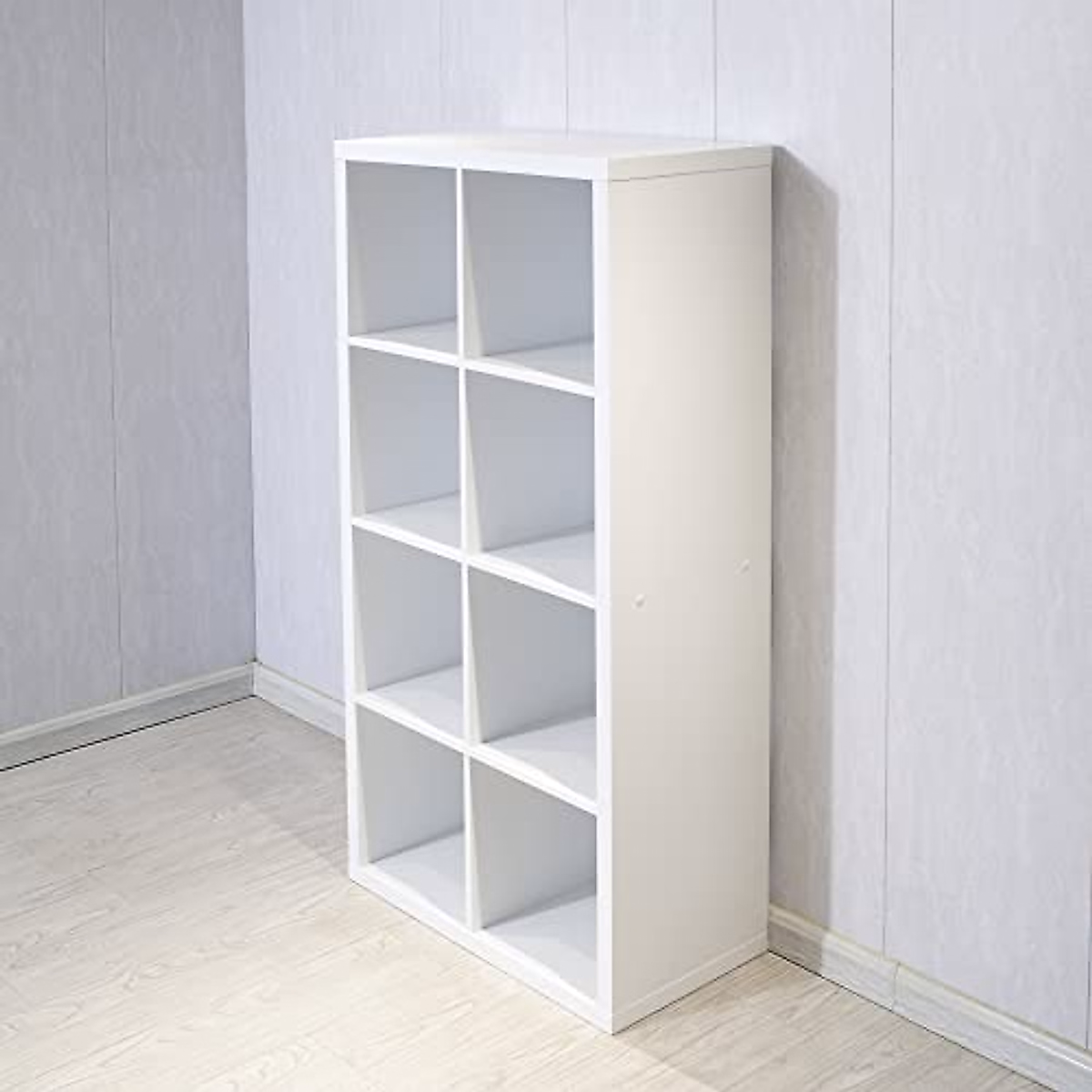 JXJMEI Modern 8-Cube Organizer Bookcase with Open Back Shelves for Large Storage and Versatile Display in Office, Study, Bedroom, and Living Room (White)