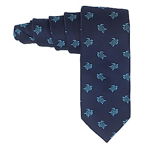 MENDEPOT Microfiber Jacquard Sea Turtle Pattern Necktie Blue Tortoise Animal tie