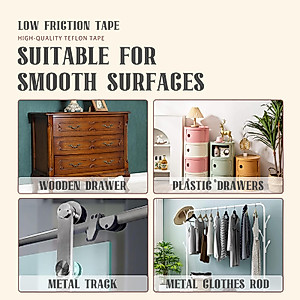 2 Rolls 1/2 Inch x 33 Feet Low Friction Tape,Drawer Slide Tape,Drawer Glide Tape,Squeak Resistant Tape,Abrasion Resistance Tape,Surface Protection Tape for Wood,Drawer,Cabinet,Curtain,Furniture,Brown