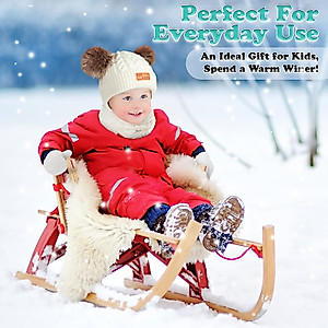 6 Pcs Toddler Winter Hat and Gloves Set with Neck Warmer Kids Pompom Hat Knitted Beanie Mittens for Baby Boys Girls 0-4 Year(Black, White)