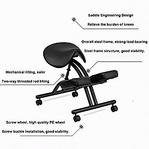 Kneeling Chairs Ergonomic Saddle Posture Correction Kneel Stool Home Office Chair Comfortable Computer Chair Relieving Back and Neck Pain (Size : 60×46×50cm)