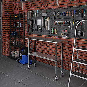 18" X 48" AmGood Stainless Steel Work Table with Wheels | Metal Mobile Table | Food Prep