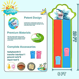 MOYRGG Slip and Slide Inflatable Water Slides Lawn Toy with 2 Bodyboards - 20x6ft 10 lb Slip Slide Heavy Duty Summer Toy with Sprinkler for Kids Adults Backyard Outdoor Water Play