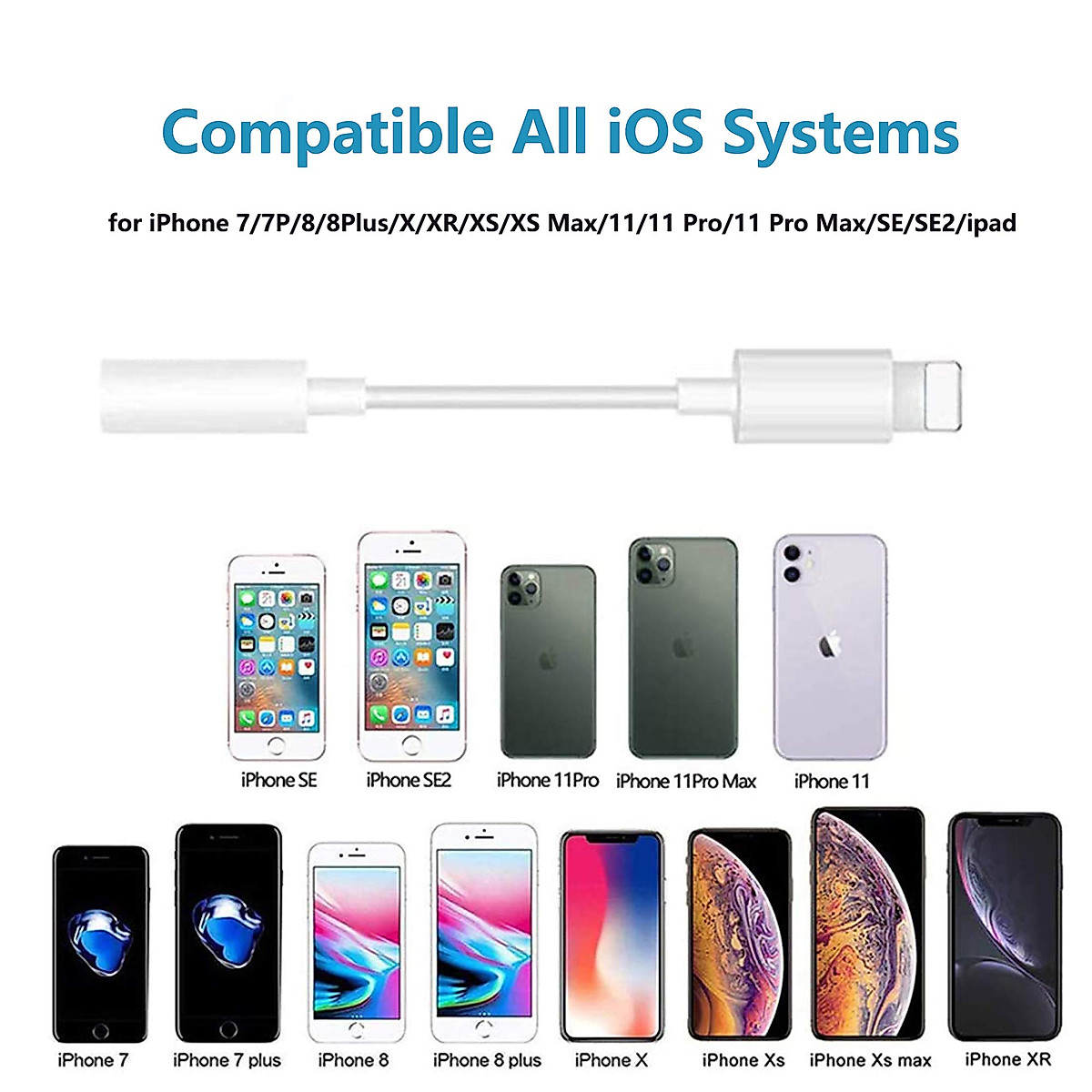 (Latest Version) iPhone Adapter，3 Pack Apple Lightning to 3.5mm Jack Aux Audio Accessories Headset Splitter Adaptor Compatible for Music Compatible with iPhone 14/13/XS/7 8 Support All iOS System