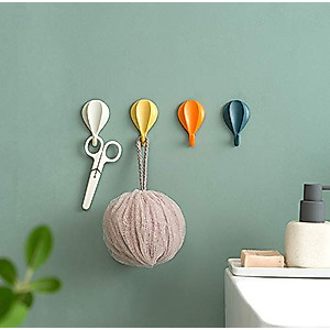 Gullor HW032 Medium Utility Hooks, 16 Hooks, Strong Non-Marking Plastic Punch-Free Waterproof, Colored Hot-air Balloon Shape
