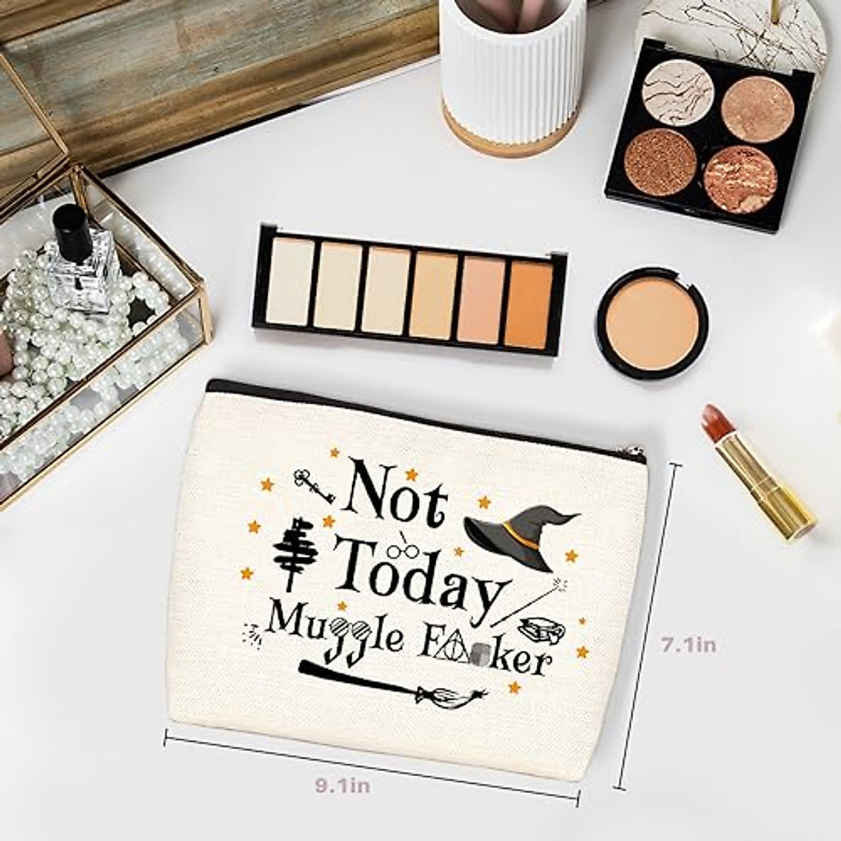 Wenboco Funny Librarian Gifts Not Today Makeup Bag for Women Her Best Friend Book Lover Gifts for Women Birthday Gifts for Her Girl Sister Friendship Gifts for Women Bestie Wizard Staff