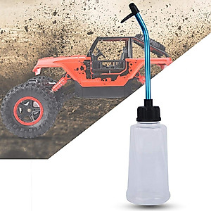 Fuel Filler Bottle, 250ML Universal RC Car Accessory Nitro Engine Fuel Filler Bottle with Aluminum Alloy Bottle Straw for RC Model Car White Fuel Bottle