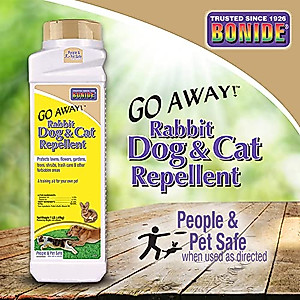 Bonide Go Away! Rabbit, Dog, & Cat Repellent Granules, 1 lb Ready-to-Use, Keep Dogs off Lawn, Garden, Mulch & Flower Beds
